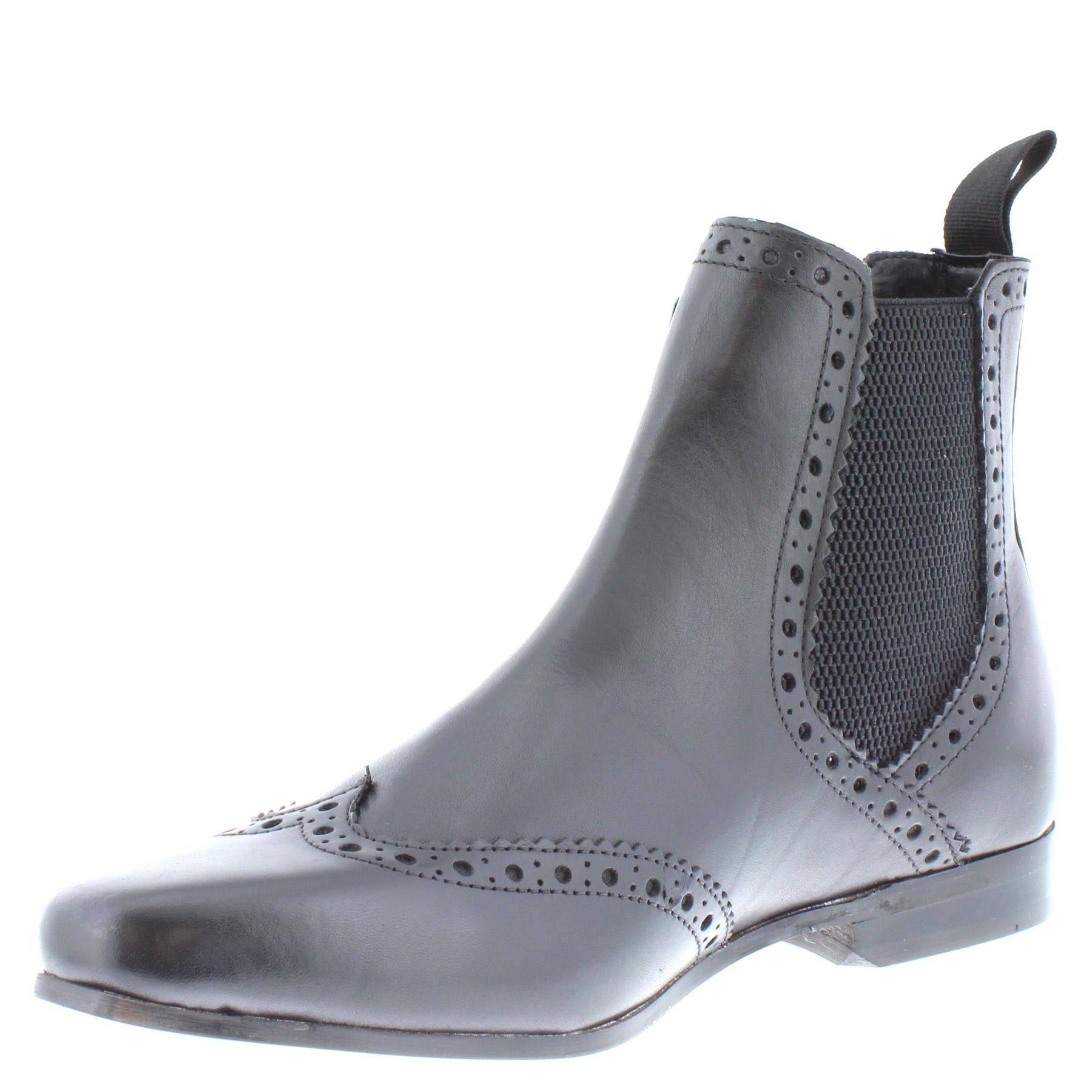 HX London Harlow Men's Leather Pointed Brogue Chelsea Boots ...